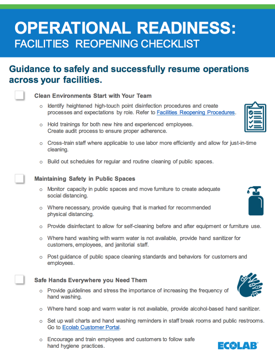 Operational Readiness: Commercial Facilities Reopening Checklist ...