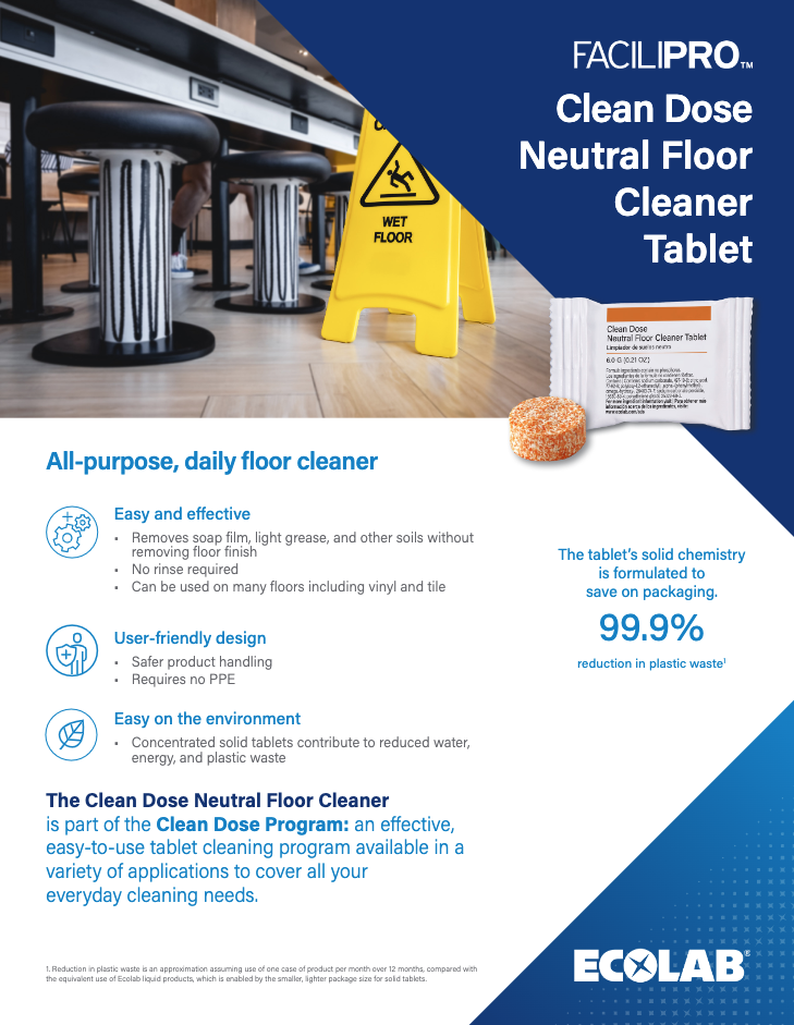 Facilipro Clean Dose Neutral Floor Cleaner Sell Sheet
