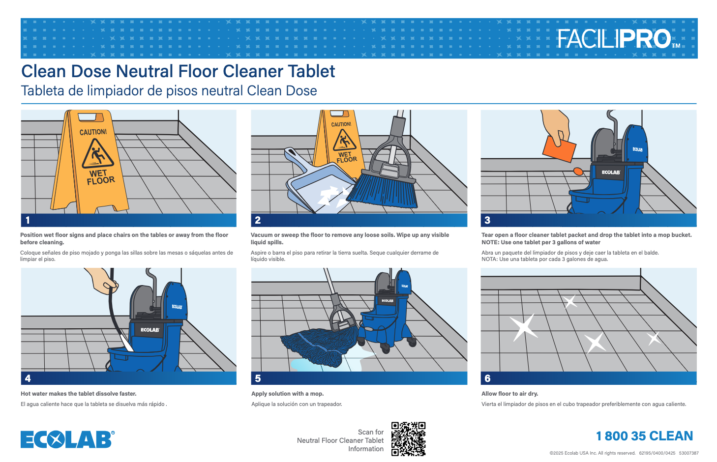 Facilipro Clean Dose Neutral Floor Cleaner Wall Chart