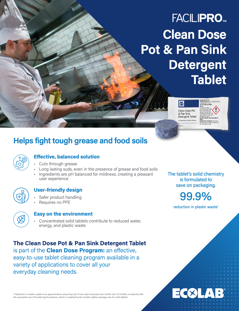 Facilipro Clean Dose Pot & Pan Sink Detergent Tablet Sell Sheet
